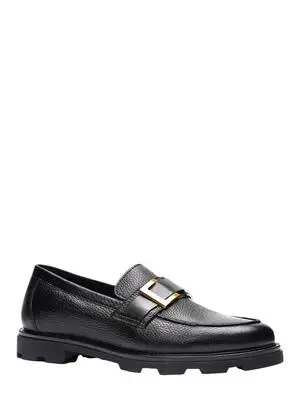A. VEER Chris Leather Loafers With Buckle And Lug Sole - Black