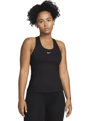 Nike Swoosh Medium-support Padded Sports Bra Tank Top - Black