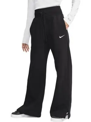 Nike Sportswear Phoenix Fleece High-waisted Wide-leg Sweatpants - Black
