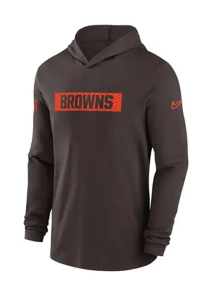 Nike Cleveland Browns Sideline Dri-fit Nfl Long-sleeve Hooded Top - Brown