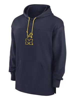 JORDAN Michigan Wolverines Sideline Jersey Dri-fit College Pullover Hoodie - Blue