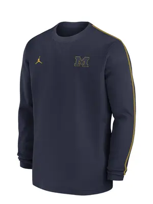 JORDAN Michigan Wolverines Sideline Coach Long-sleeve Top - Blue