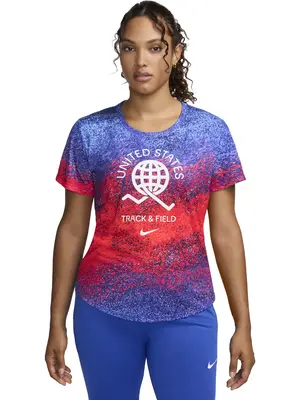 Nike Usa One Dri-fit Running Short-sleeve Top - Red