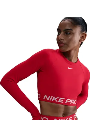 Nike Pro Dri-fit Cropped Long-sleeve Top - Red