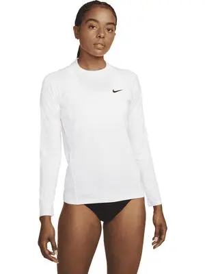 Nike Swim Hydroguard Dri-fit Uv Long Sleeve Top - White
