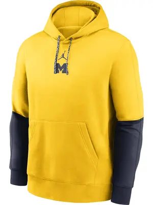JORDAN Michigan Wolverines Sideline Team Issue Club Pullover Hoodie - Yellow