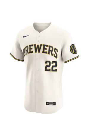 Nike Christian Yelich Milwaukee Brewers Dri-FIT ADV MLB Elite Jersey Brown