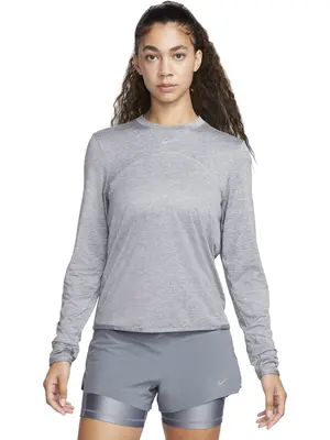 Nike Dri-fit Swift Element Uv Crew-neck Running Top - Grey