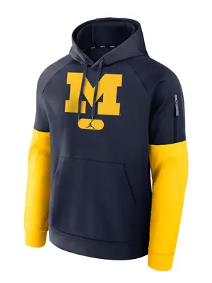 JORDAN Michigan Wolverines Therma College Pullover Hoodie - Blue