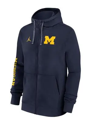 JORDAN Michigan Wolverines Full-zip Hoodie - Blue