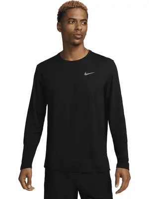 Nike Miler Dri-fit Uv Long-sleeve Running Top - Black