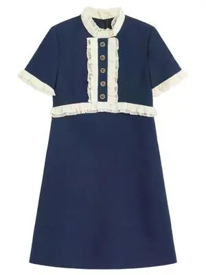 Valentino Garavani Mini Crepe Couture Wool Dress - Blue