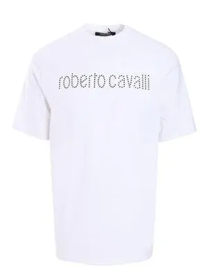 Roberto Cavalli Logo Appliqué Cotton T-shirt - White