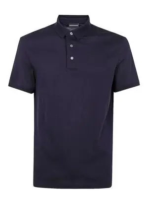Emporio Armani Front Button-fastening Cotton Polo Shirt - Blue