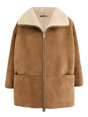 TOTÊME Shearling-trimmed Suede Jacket - Beige