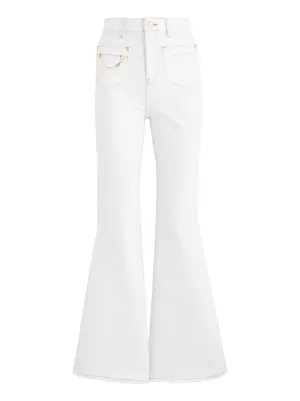 GANNI Chain-embellished Flared-leg Jeans - White