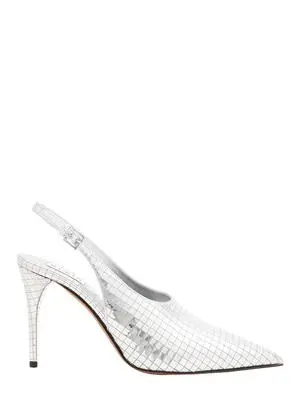 Alaïa Art Deco Metallic Slingback Pumps - Silver