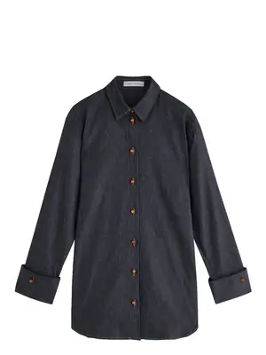 Palmer//harding Reflection Stretch-denim Shirt - Dark Blue