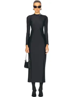 Alexander Wang Rashguard Long Sleeve Midi Dress - Black