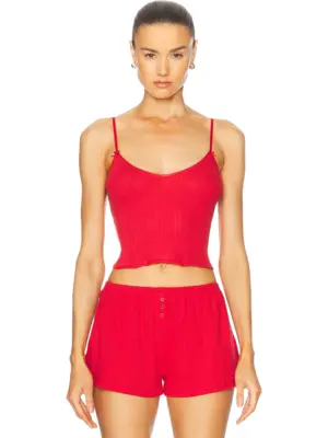COU COU The Cami Top In Red - Cherry Red