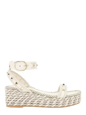 Valentino Garavani Rockstud Flatform Espadrilles - Light Ivory