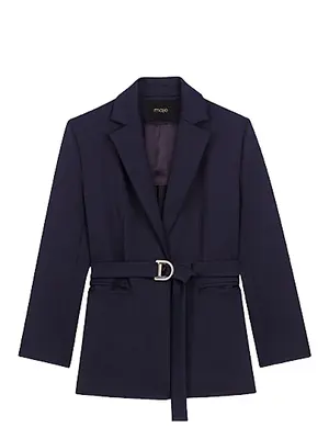 Maje Pleat-back Single-breasted Woven Blazer - Bleus