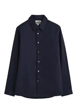 Cos Slim Tailored Poplin Shirt - Navy