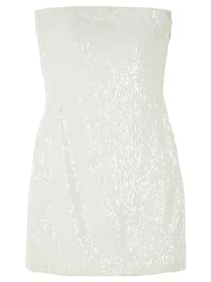 Sprwmn Strapless Sequined Mini Dress - White