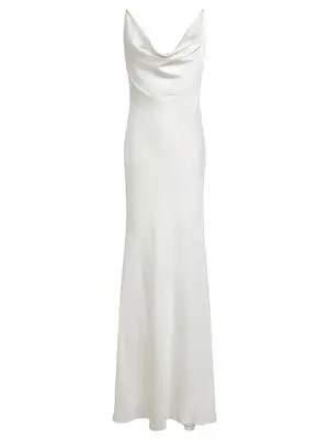 RHEA COSTA Paloma Draped Satin Gown - Ivory