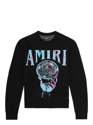 Amiri Crystal Ball Logo Intarsia Cashmere Sweater - Black