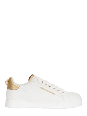 Dolce & Gabbana Calfskin Nappa Portofino Sneakers - White