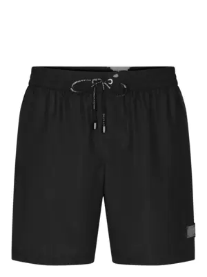 Dolce & Gabbana Mid-length Swim Trunks With Branded Plate - Black