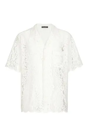 Dolce & Gabbana Lace Hawaiian Shirt - White