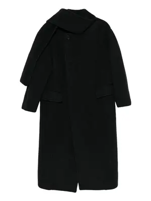 MSGM Scarf-detailed Coat - Black