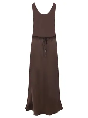 Brunello Cucinelli Satin Maxi Dress - Brown