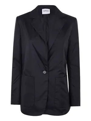 Aspesi Patch-pocket Single-breasted Blazer - Black