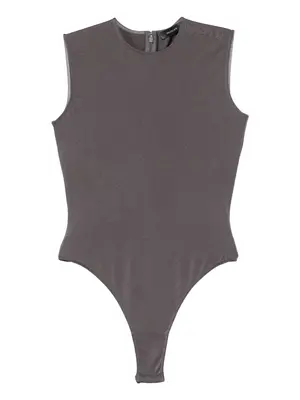 MUGLER Logo-embossed Sleeveless Bodysuit - Grey