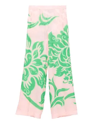 Etro Rose-print Trousers - Pink