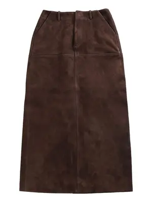 ATELIER ATELIER NEW YORK Suede Midi Skirt