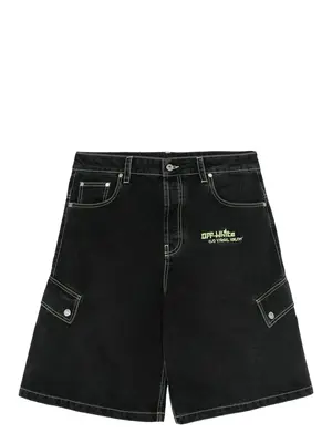Off-White Logo-embroidered Denim Shorts - Black