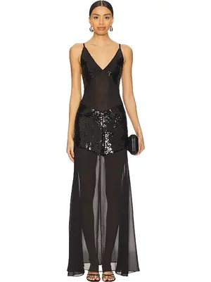 WeWoreWhat Sheer Panel Maxi Dress - Black