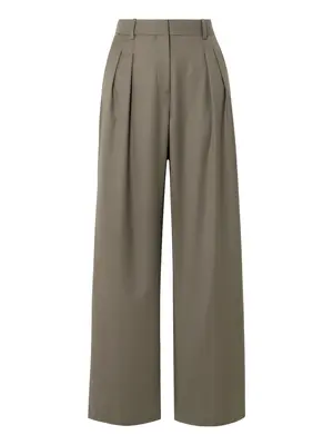 Loulou De Saison Sbiru Pleated Wide-leg Wool Pants - Neutrals