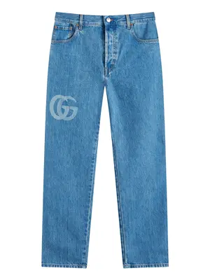 Gucci Cropped Straight Jeans - Blue/ivory