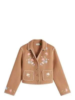 Rixo Sunday Jacket - Petal Embroidery Tan