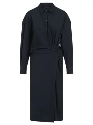 LEMAIRE Draped Midi Dress - Black