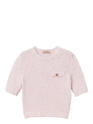 TWINSET Oval T Button Cropped Jumper - Pink