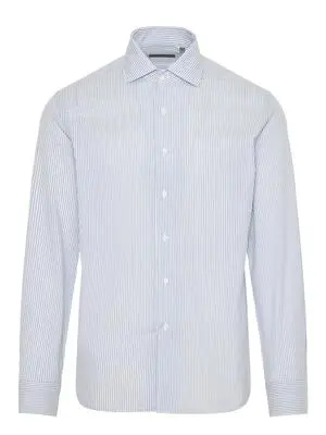 Corneliani Striped Poplin Shirt - Blue