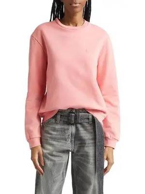 Acne Studios Acne Studios Embroidered Face Patch Fleece Sweatshirt Tango Pink