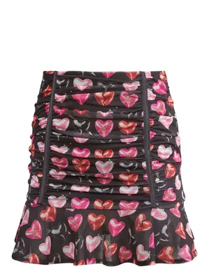 Fleur Du Mal Heart-print Mini Skirt - Black