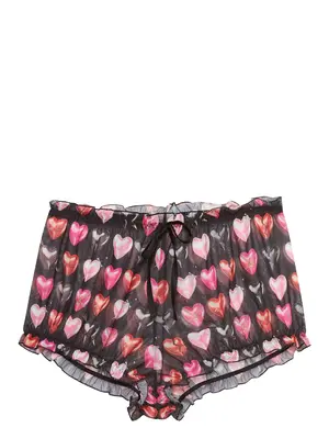 Fleur Du Mal Ruched Mesh Boxer Shorts - Black